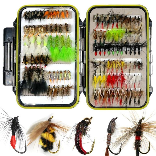 24-117/Pcs Set Fly Fishing Dry/Wet Flies Assortment Realistic Insect ...
