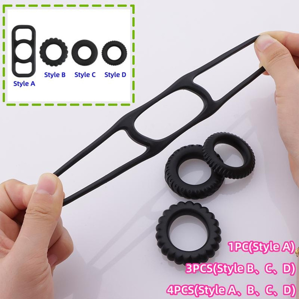 New 4/3/1PCS Penis Cock Ring on for Men Delay Ejaculation Erection Sex ...