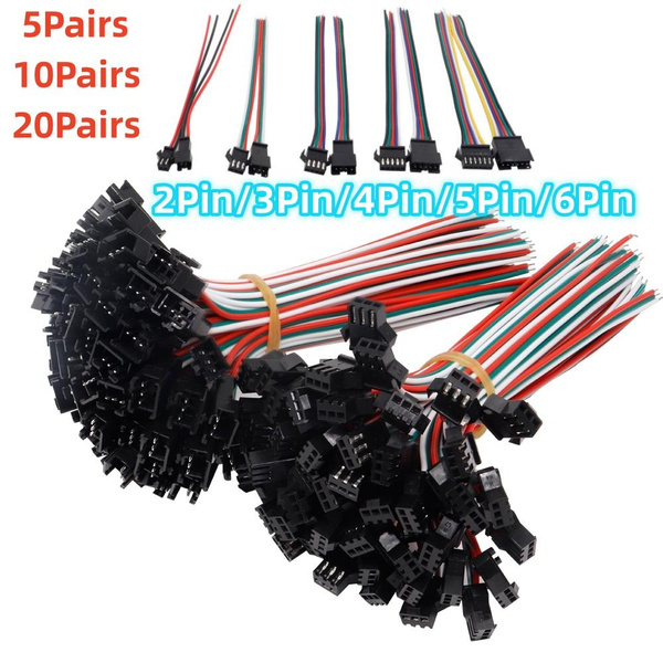 5pairs/10Pairs/20Pairs 2pin 3pin 4pin 5pin 6Pin Led JST Connector SM Male and female Wire ...
