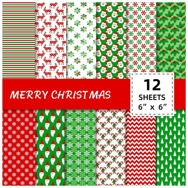 12pcs Christmas Scrapbooking Papers DIY Journal Album Background Pads ...