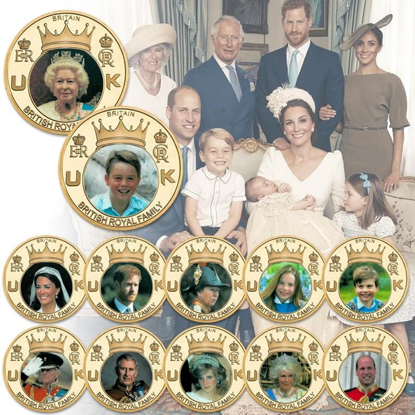 British Royal Family Gold Plated Commemorative Challenge Coin Elizabeth ...