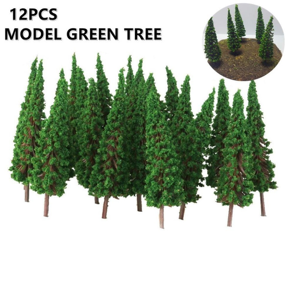 12pcs 65cm Model Green Tree Simulation Pine Tree Model Building Diorama Sand Table Train 