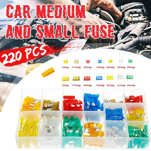 Blade Car Fuses Assortment Kit 220PCS, Medium and Small (5A/7.5A/10A ...