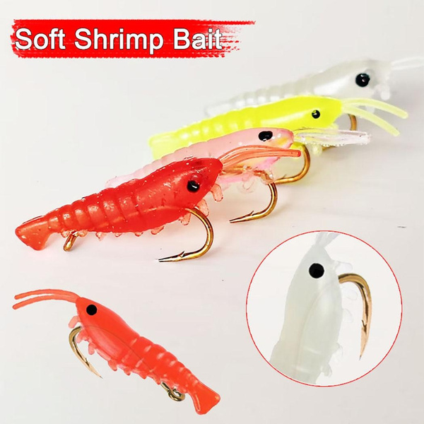 5/10/15Pcs Soft Prawn Artificial Lure Simulation Soft Prawn With Hooks ...