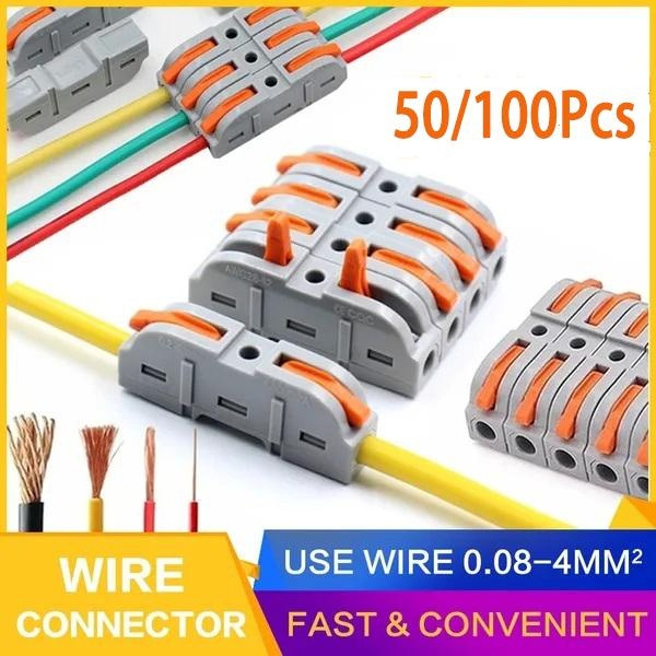50Pcs / 100Pcs Universal Electrical Wire Connector Push-in Terminal ...