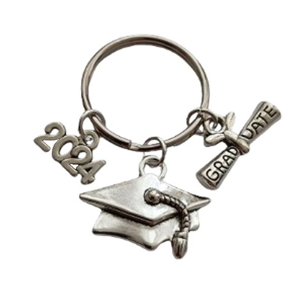 Graduates Keychain Gift, Graduation Cap and Diploma Keyring, 2024 ...