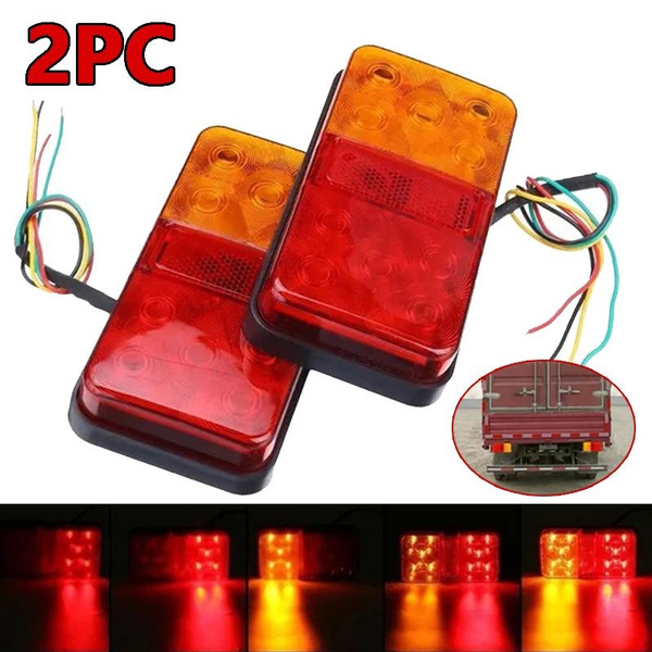 2PC 10LED 12/24V LED Rear Light for Trailer Lantern Taillights Truck ...