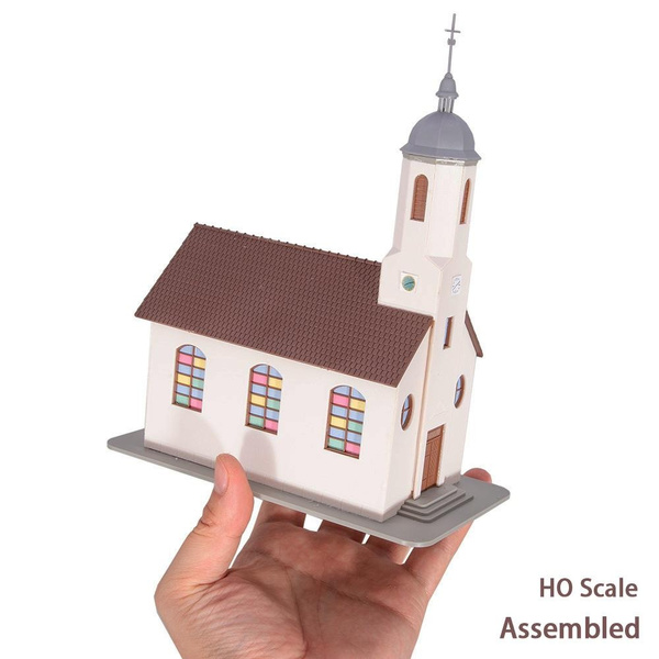 HO Scale 1:87 Miniature European Church Assembled Model Building Toys ...