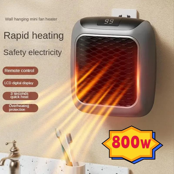 800W Heaters Wall Mini Portable Heater Adjustable Thermostat and Timer ...