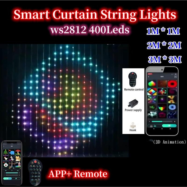 Smart Curtain String Lights App Control Ws2812b 400led DIY Fairy Light ...