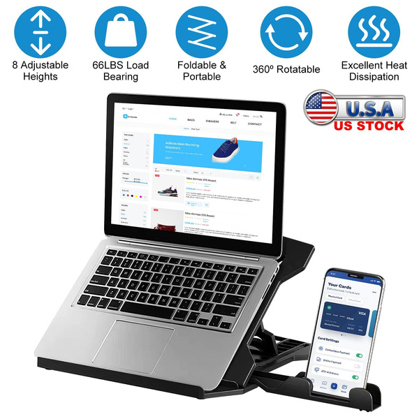 360º Rotating Laptop Riser Stand Foldable Desk Laptop Riser Tablet PC ...