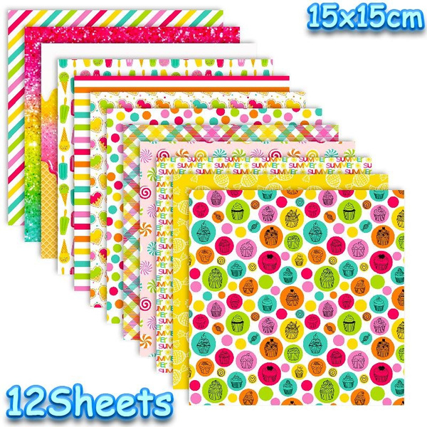 12pcs/pack Striped Cute Material Paper 6 Inch Scrapbook Backing ...