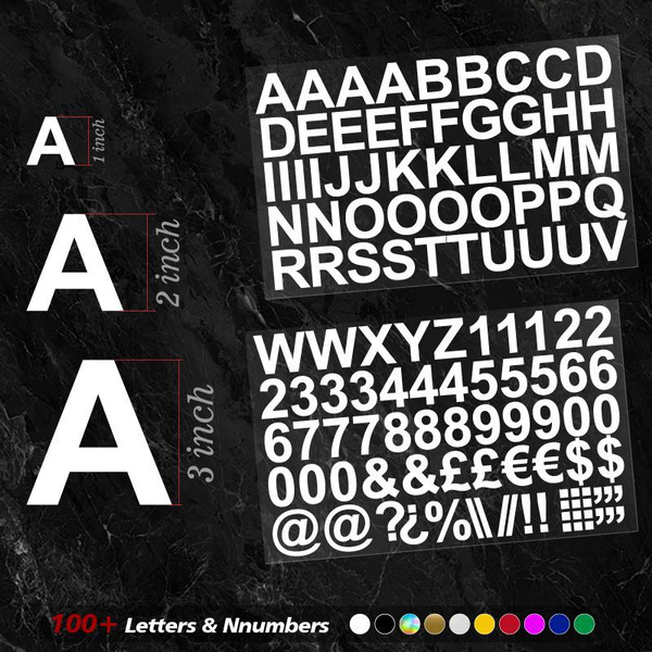 1", 2", 3" 100+PCS Self-adhesive Reflective Car Sticker Letters ...