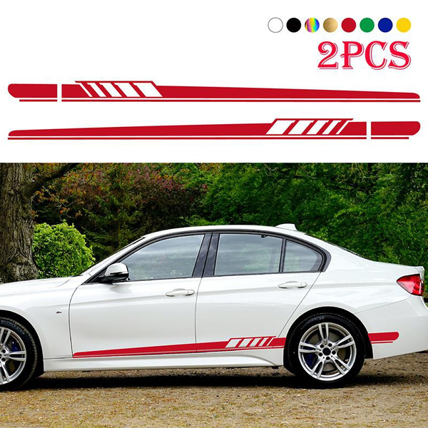 2PCS Long Stripe Decal Car Stickers Car Racing Auto Side Body Stickers ...