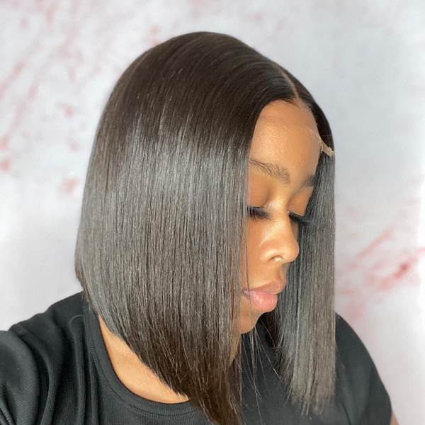 Elegant Lace Front Bob Wigs for Women Mid Split Short Straight Wigs ...