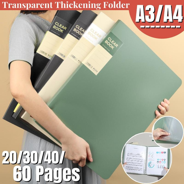 20/30/40/60 Pages A4/A3 Side Transparent Thickening Folder High Quality ...