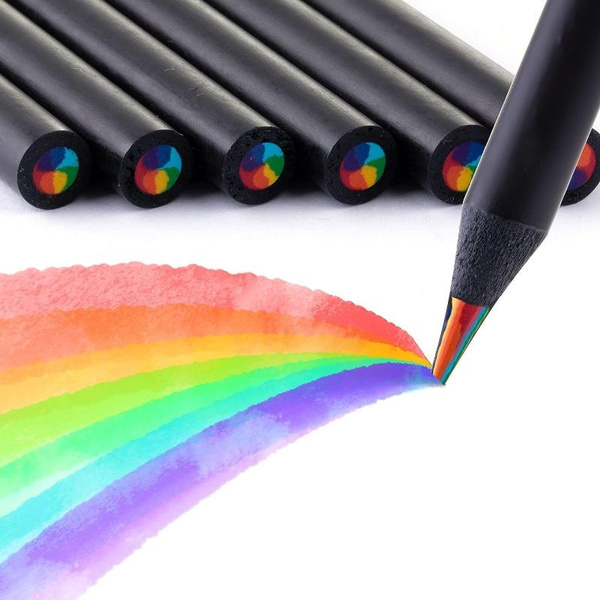10/50pcs Rainbow Pencils,7 Color in 1 Rainbow Colored Pencil,Fun ...