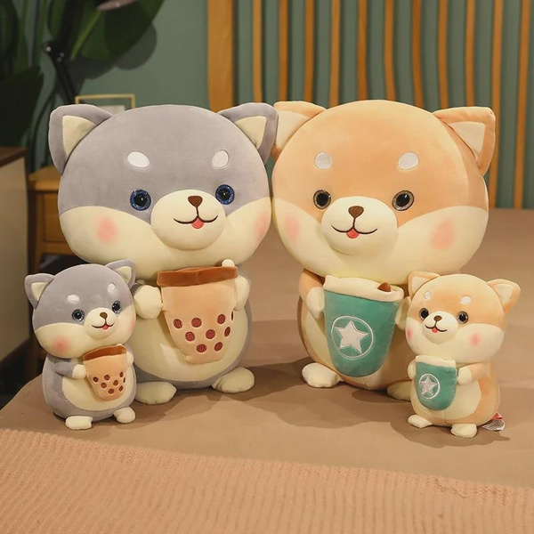 Kawaii Bubble Tea Dog Plush Toy Stuffed Animal Food Body Pillow Cup ...