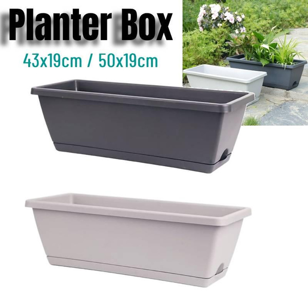 Grey/Black Plastic Flower and Vegetable Planting Pots Plant Containers ...