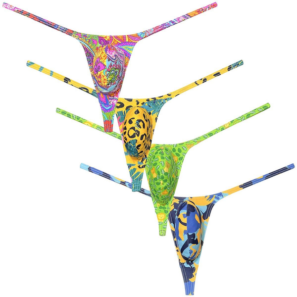 Men's Micro Bikini Thong Underwear Minimum Coverage Tangas Underpants ...