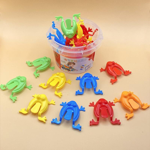 12/18/24Pcs Jumping Frog Bounce Toys For Kids with Bucket Assorted ...