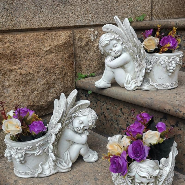 European Style Roman Sculpture Angel Flower Pot Succulent Flowerpot ...