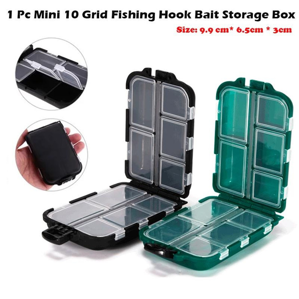1 Pc Mini Portable 10 Grid Fishing Hook Bait Storage Box Multifunction ...