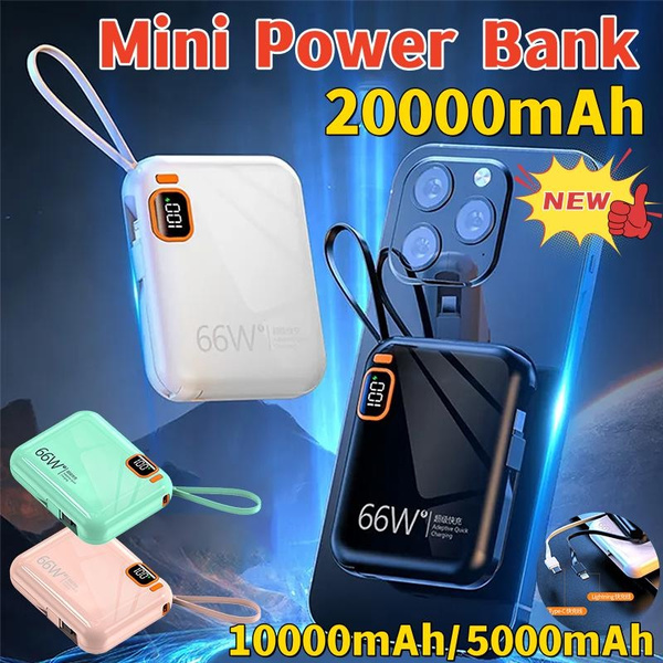 20000/10000/5000mAh Portable Power Bank PD100W Detachable USB to TYPE C ...