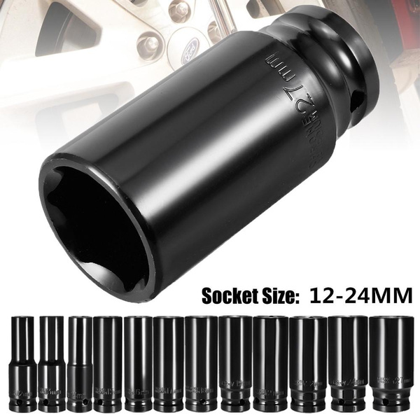 1/2-inch Drive 12mm/13mm/14mm/15mm/17mm/19mm/21mm/22mm/24mm 6-Point Cr-V Steel Deep Impact ...
