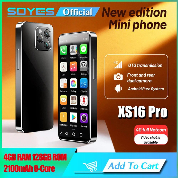 SOYES XS16 Pro 4'' Mini Smartphone 4GB RAM 128GB ROM Android 10.0 Octa-core 2100mAh Face ID NFC ...