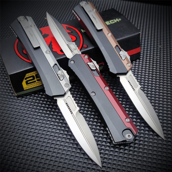 Micro/ tech Automatic OTF Flick Knife AUTO 3.75 Inch D2 Double Edge ...