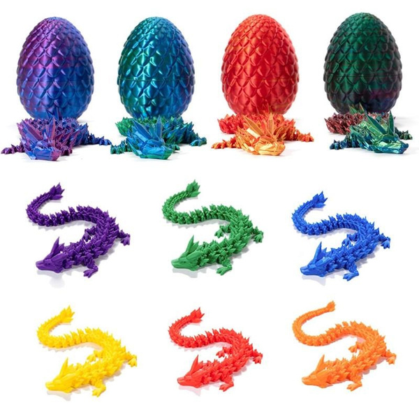 1PC 3D Printed Gem Dragon Action Figures with Detachable Mystery Dragon ...