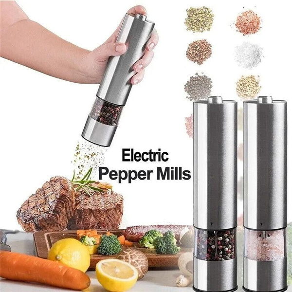Electric Automatic Salt and Pepper Grinder Herb Spice Grain Grinder ...