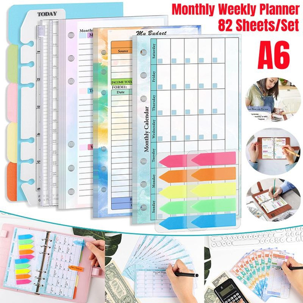 82 Sheets/Set A6 Loose Leaf Notebook Refill Spiral Binder Inner Page ...