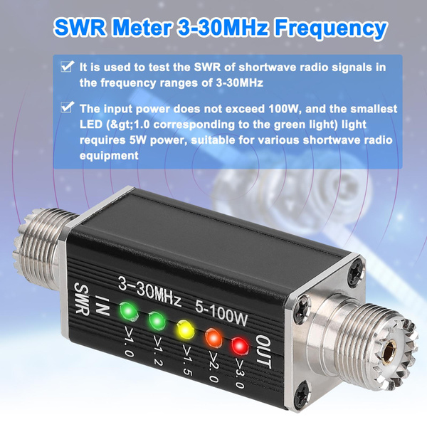 LED SWR Meter 3-30MHz Frequency Shortwave Standing Waves Indicator with ...