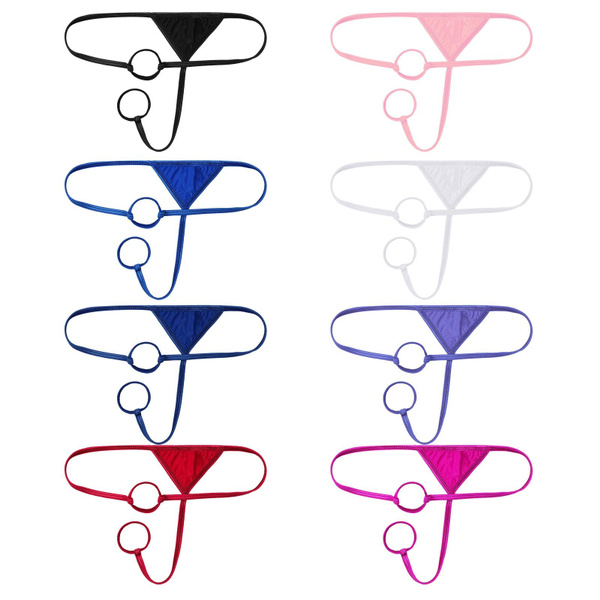 Men's T-Back Thong Bikini Briefs Low Rise O-ring Jockstrap G-string ...