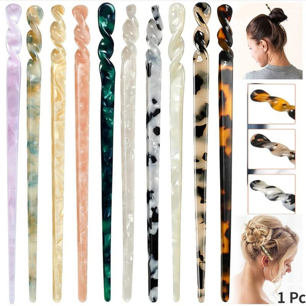 1 Pc Vintage Chinese Style Hair Sticks Acetate Resin Chopstick Ponytail ...