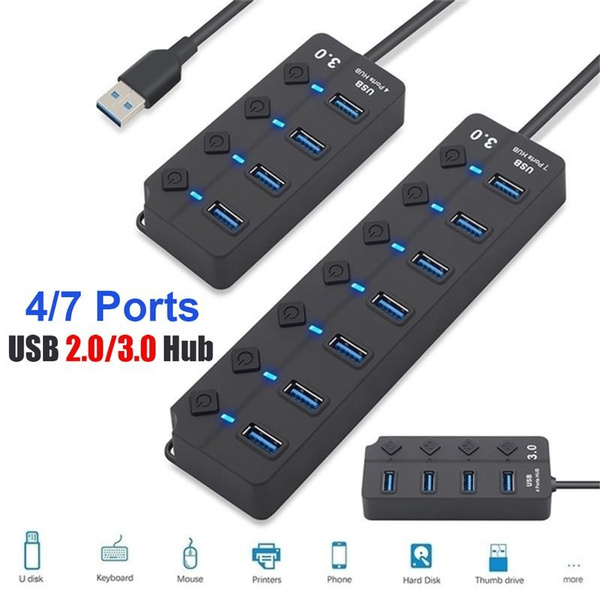 4/7 Port USB 2.0/3.0 Hub High Efficiency 5Gbps High Speed Hub with ...