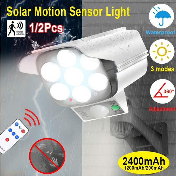 Upgrade 77LED Super Bright Solar Wall Lamp Simulated Camera 3 Mode ...