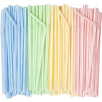 200 PCS Brand New Colorful Disposable Drink Straws Kids Plastic Curved ...