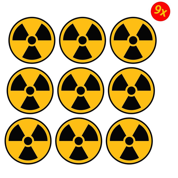 9X Nuke Radioactive Nuclear Radiation Warning Symbol Vinyl Sticker Car ...