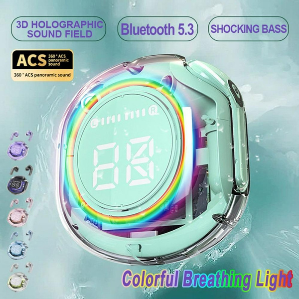 Bluetooth 5.3 Crystal Colorful Wireless Earphones Immersive Stereo ...