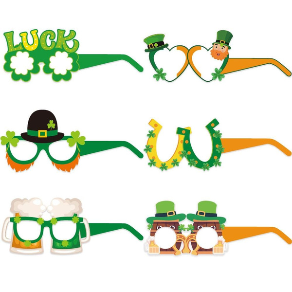 12pcs St. Patrick's Day Glasses Set Green Shamrock Funny Eyeglasses ...