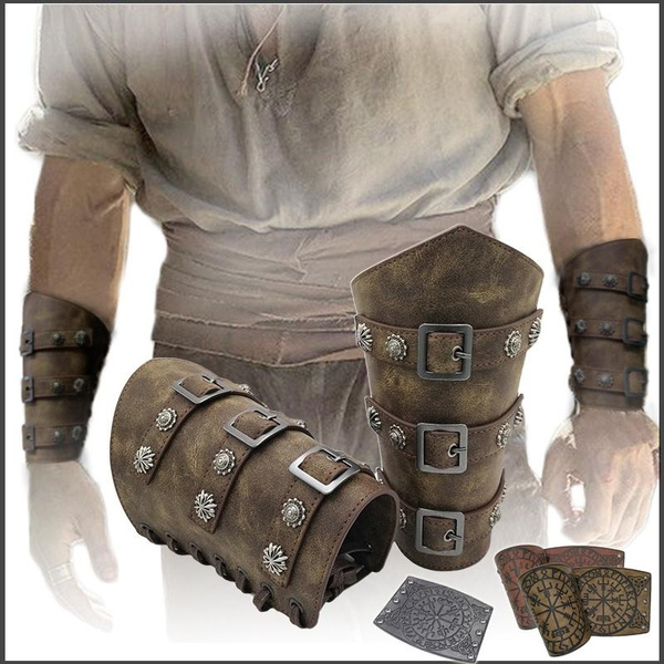 New Medieval Leather Arm Armor LARP Leather Armor Rivets Bracer Kongfu ...