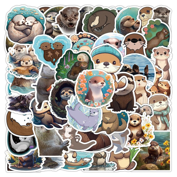 10/50pcs Cute Otter Stickers Cartoon Animal Otter Lutra Graffiti ...