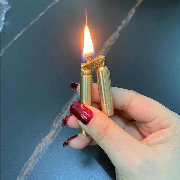 Double Stick Shaped Kerosene Lighter Brass Windproof Mini Retro ...