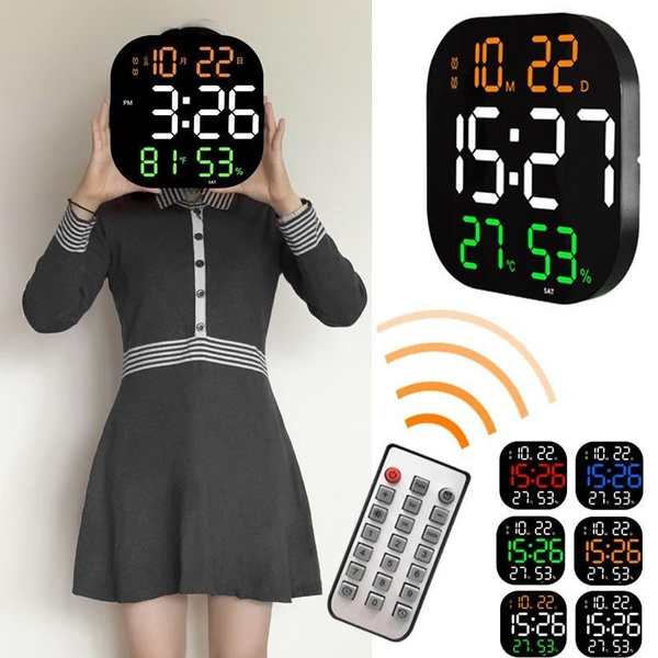 Large LCD Screen Digital Wall Clock Temperature Date Day Display ...