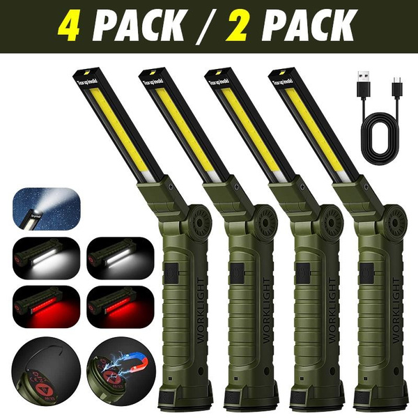 4Pack/2Pack Rechargeable Work Light COB Torchlight with Magnetic Base 5 ...