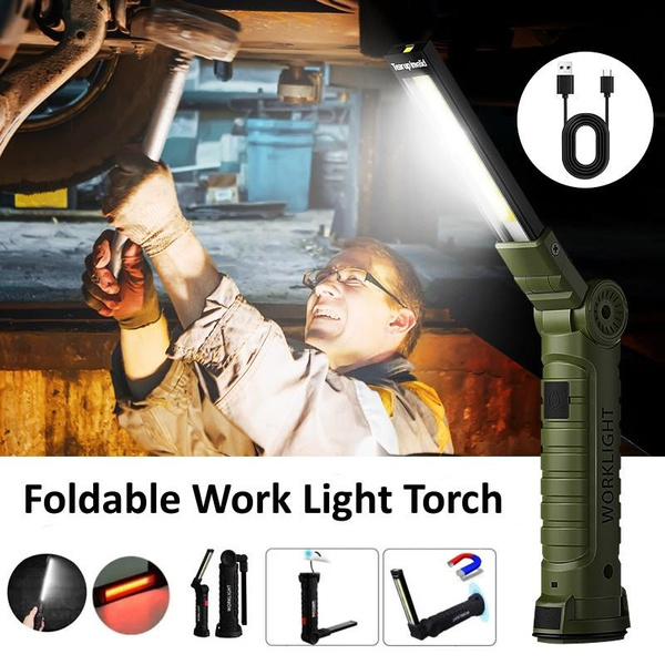 Foldable LED Work Light Workshop Lamp COB Torch Flashlight with ...