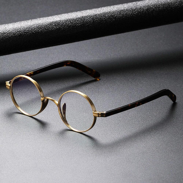 Vintage Round Titanium Eyeglasses Frame Men Women Wide Edge Light ...